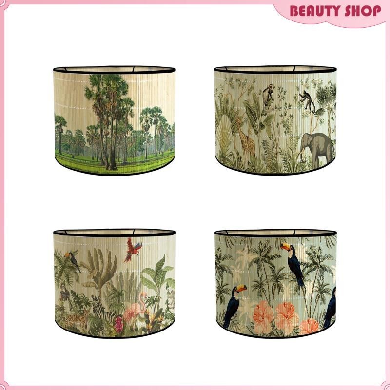 [Wishshopelxj] Drum Lampshade, Bamboo Lamp Shades, E27 Bedside Bedroom ...