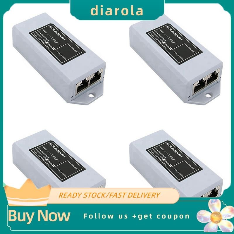 【diarola】4X 1 to 2 Port POE Extender 100Mbps IEEE 802.3Af/At Standard ...