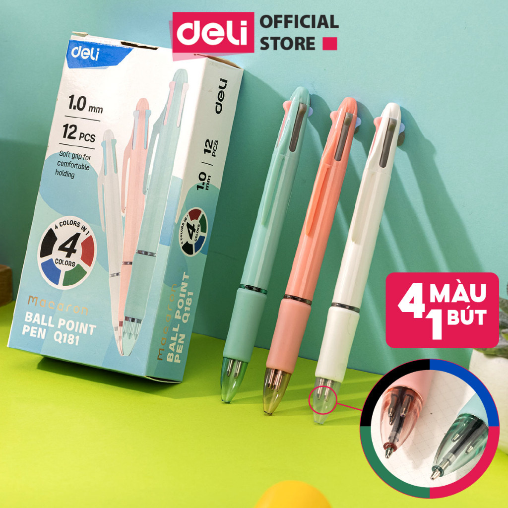 Genuine Deli 4in1 Multi-Color Ballpoint Pen, Pastel Color Design ...