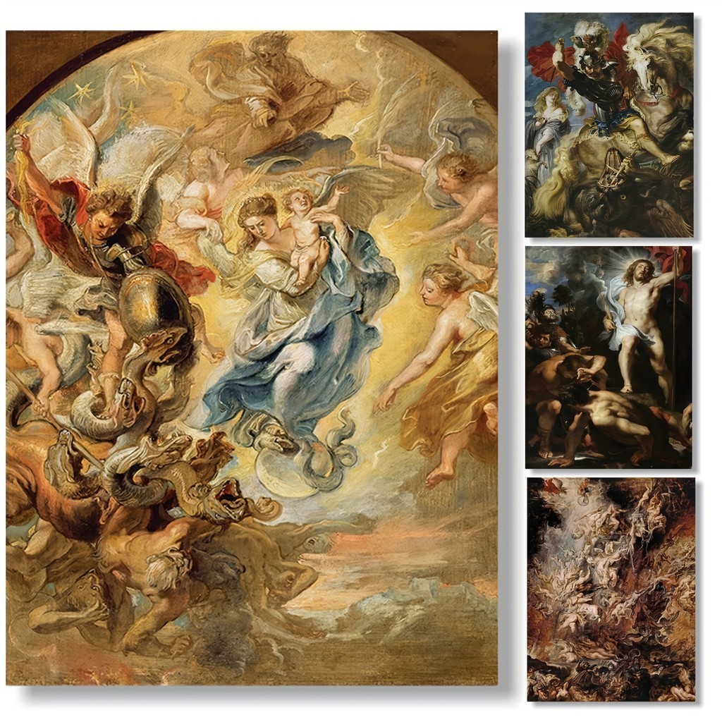 Angels Catholic Poster, Baroque Style Saint Catholic Oil Painting, Fall ...