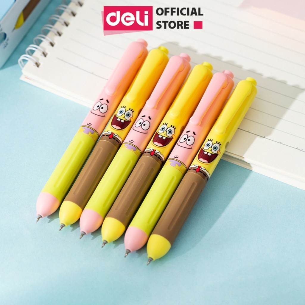 Genuine Deli SpongeBob 0.5mm Nib Gel Ink Pen, Blue/Black, Cute Design ...