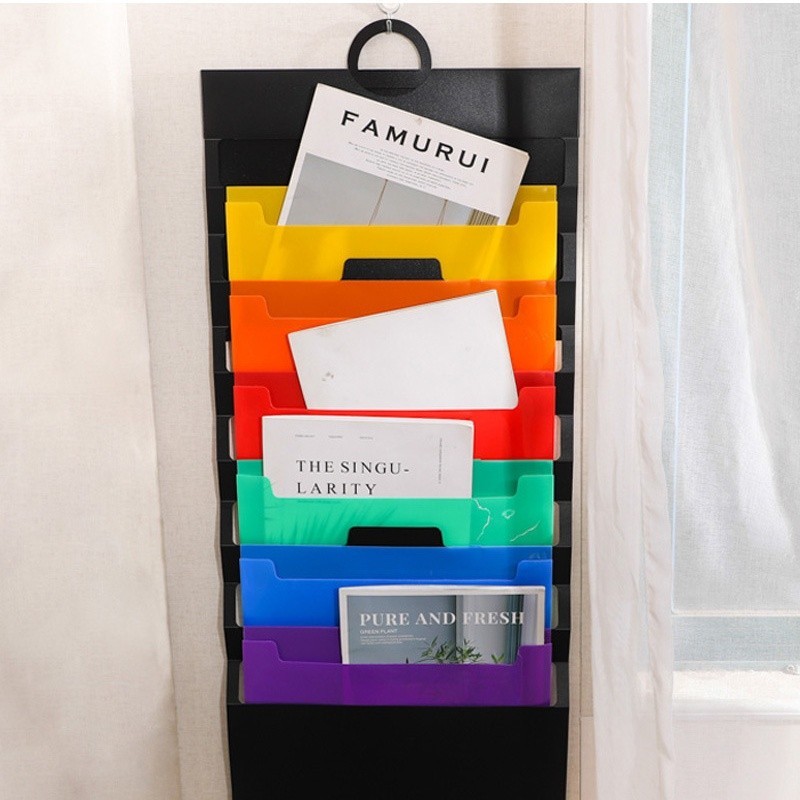 A4 Folder File Organizer Folder Long Size Wall-mounted Rainbow Office ...