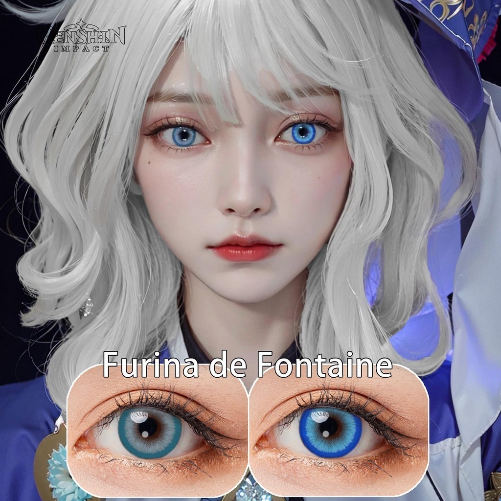2pcs(1pair) Mixedcolor Colored Contact Lenses Genshin Furina Cosplay ...