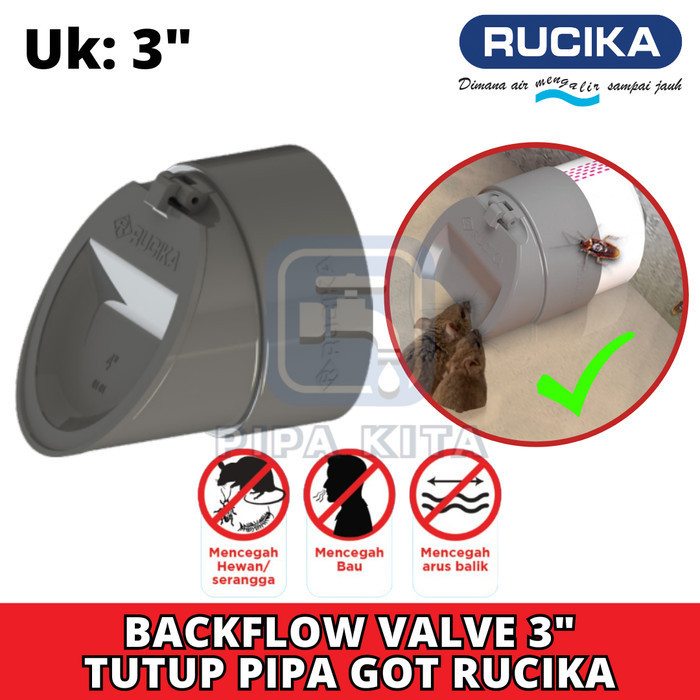 Backflow Valve 3" RUCIKA Cover Anti-Animal & Odor Drain Pipe | Shopee ...