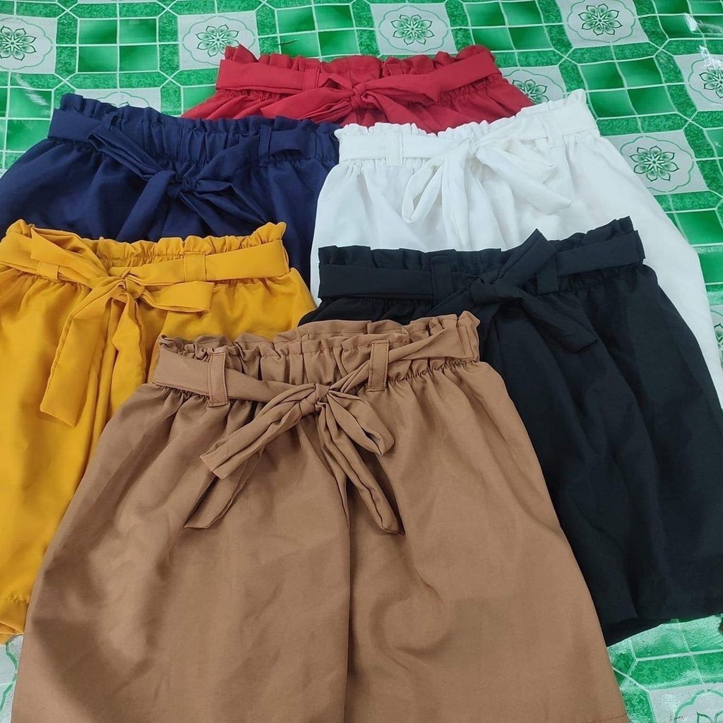 Lightweight shorts with RIBBON | taslan fabric free size RANDOM COLORS ...