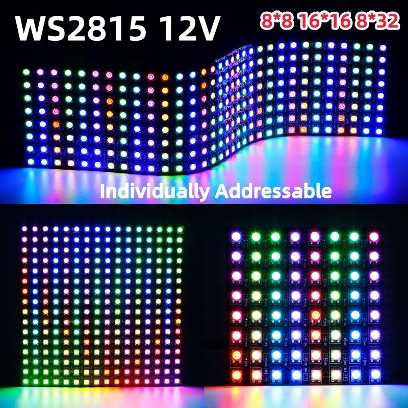 DC12V WS2815 Led Matrix Panel Screen Digital Flexible LED Pixel Dual ...