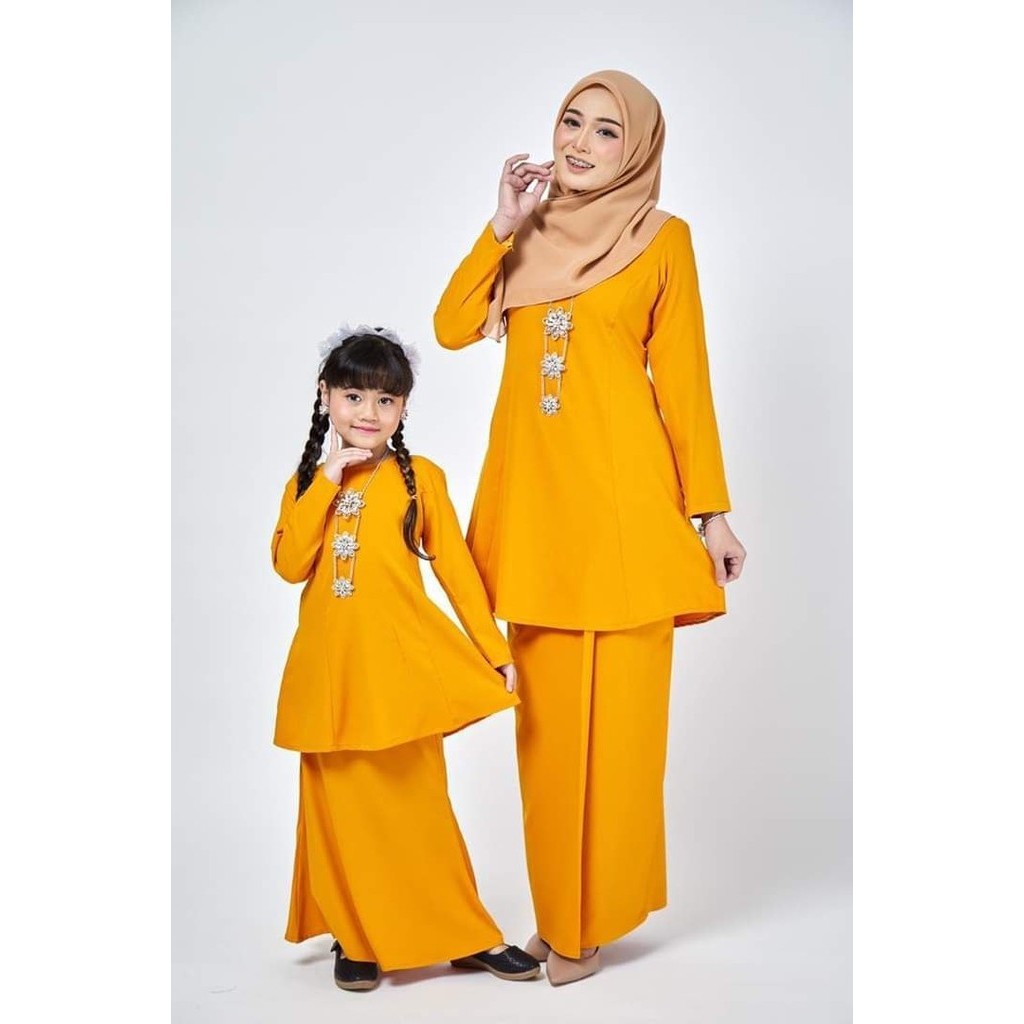 Baju KURUNG RIAU CLASSIC ADULT BAJU RAYA 2024 BUDAK KIDS MUSTARD DUSTY ...