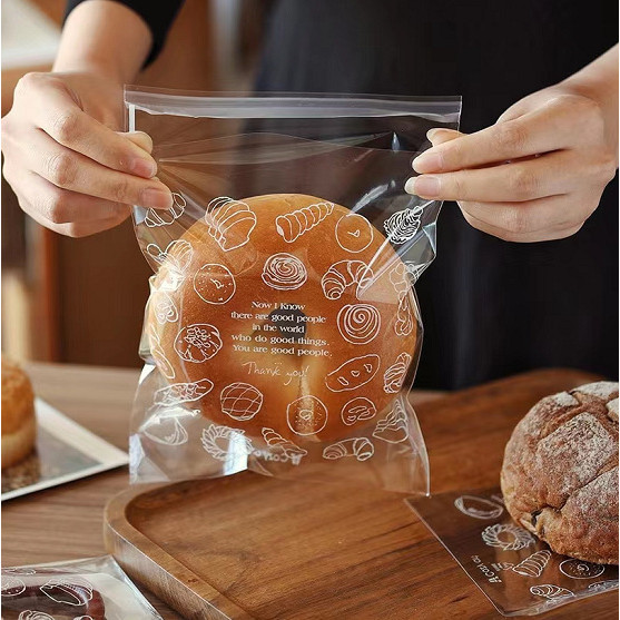 100Pcs Plastic Bag Packaging Cookie Doughnut Pastry Toast Bread ...