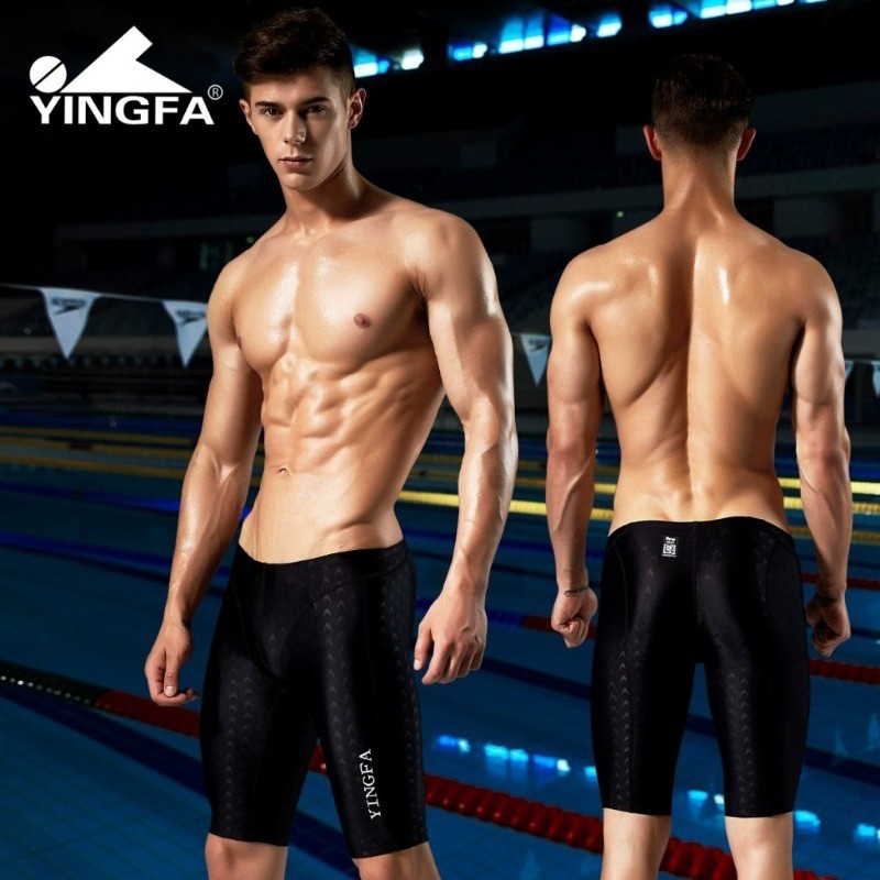 YINGFA Men's Knee Length Swimming Jammer Shark Skin Drag Reduction And ...