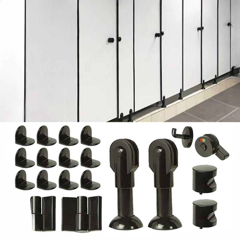1 Set Black Nylon Bathroom Restroom Toilet Partition Accessories ...