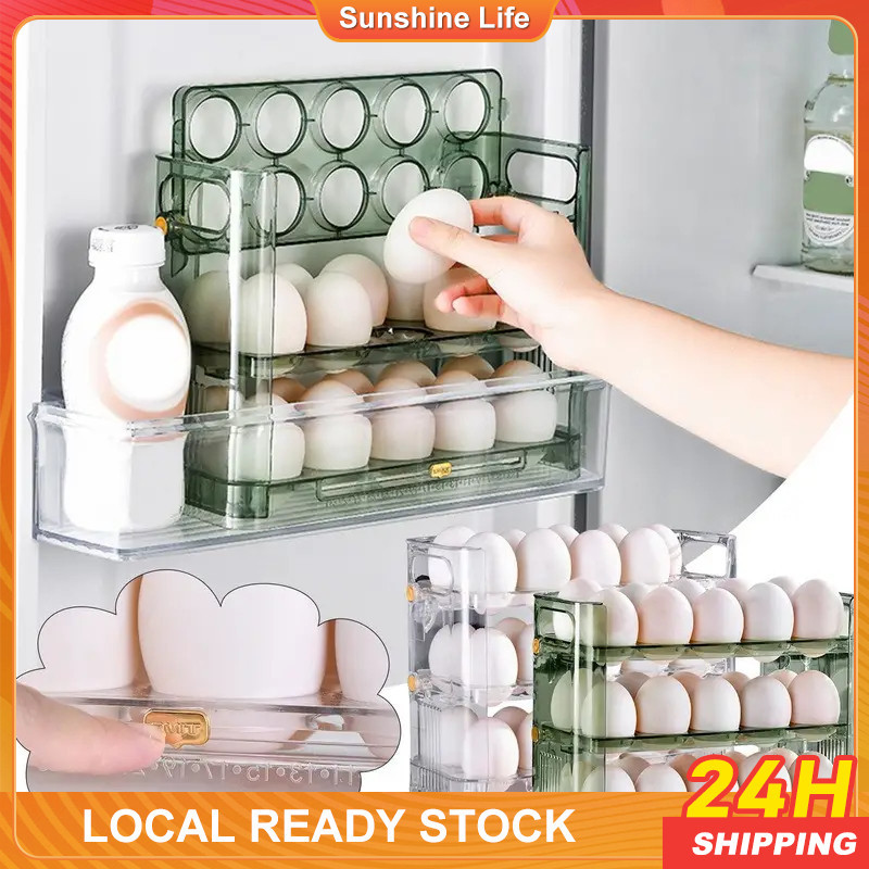 30 Grid Egg Tray Three Layer Egg Storage Box Organizer Rack Container ...