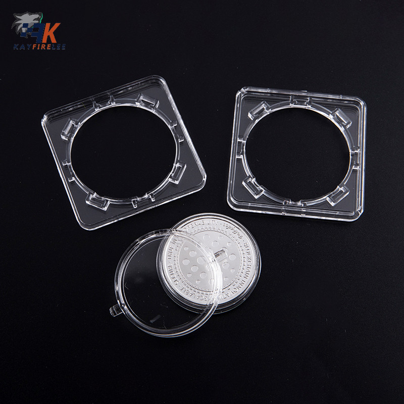 (KFL) 4cm Acrylic Coin Display Case Transparent Box Commemorative Medal ...