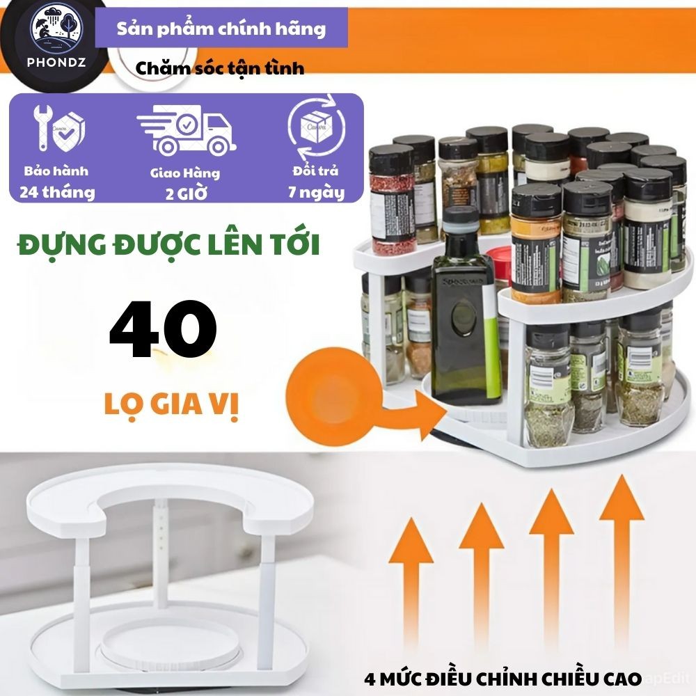 2-tier Rotating Spice Rack, Double-Tier Rotating Spice Rack for Kitchen ...