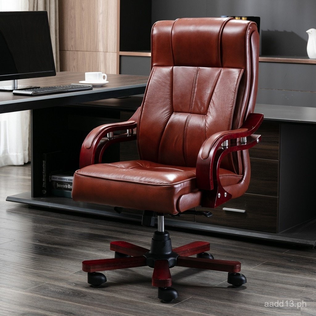 Boss Chair Genuine Leather Reclining Solid Wood Office Chair Home ...