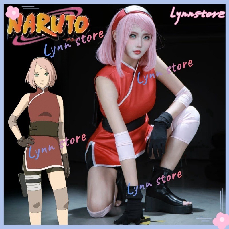 Haruno Sakura Cosplay Costume Anime NARUTO Sakura Uchiha Uniforms Wig ...