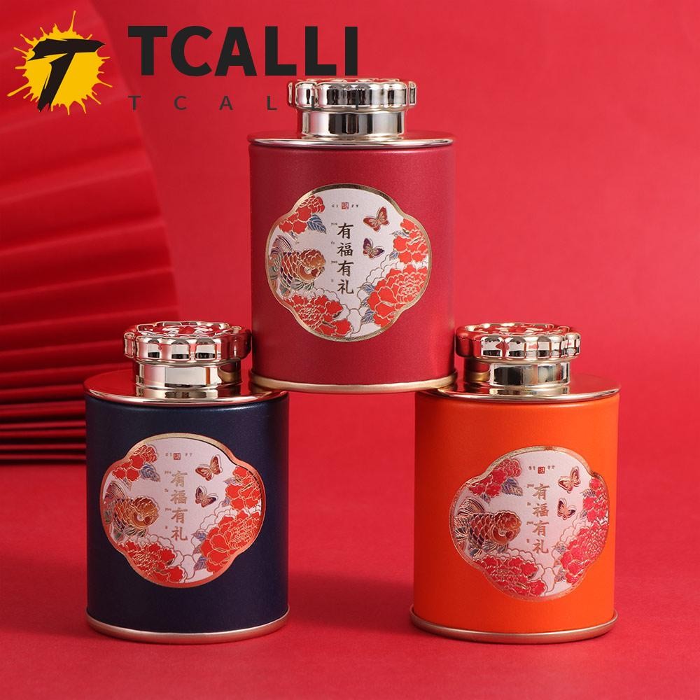TCALLI Empty Tea Tin Can, Paper Portable Tea Packaging Box, Storage Can ...