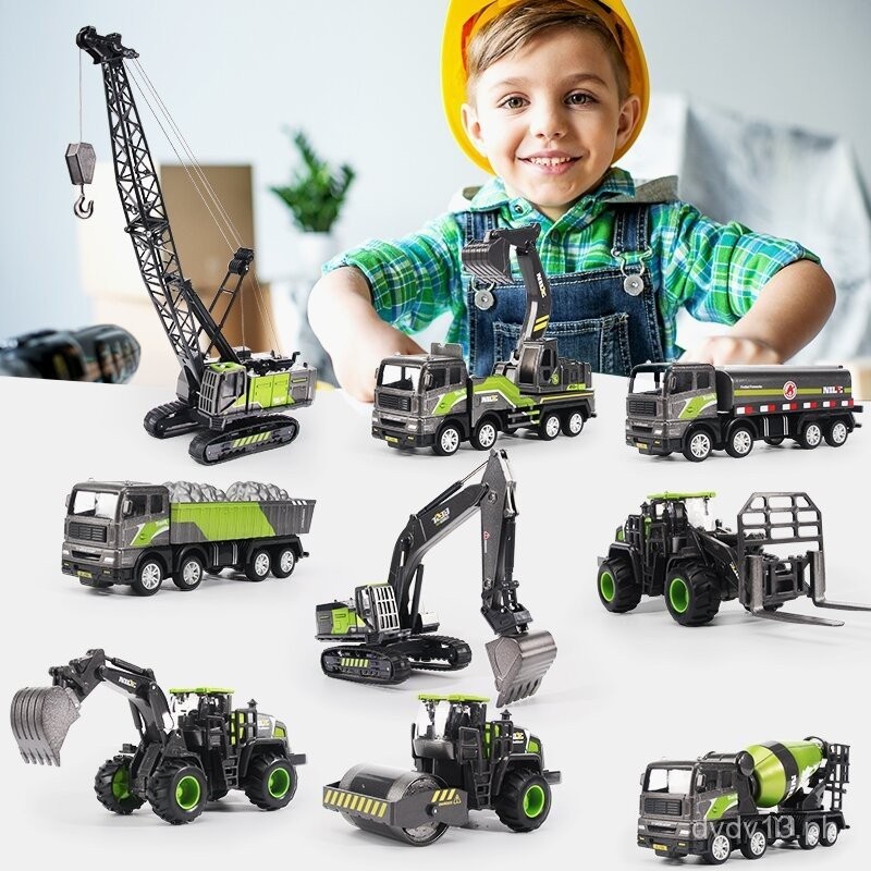 Alloy Engineering Vehicle Set Children's Toys Boys Excavator Crane ...
