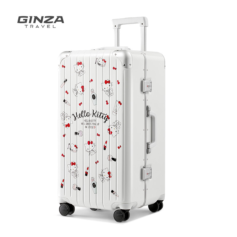 Ginza x Hello Kitty genuine joint suitcase female aluminum frame trunk ...