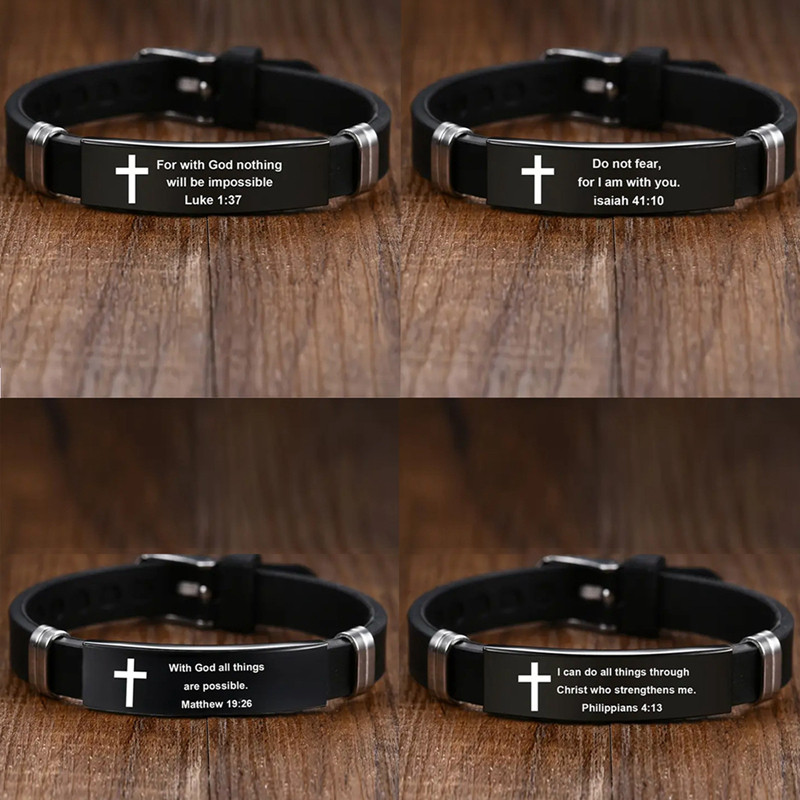 Religious Inspirational Bible Quote Bracelet For Men Personalized ...