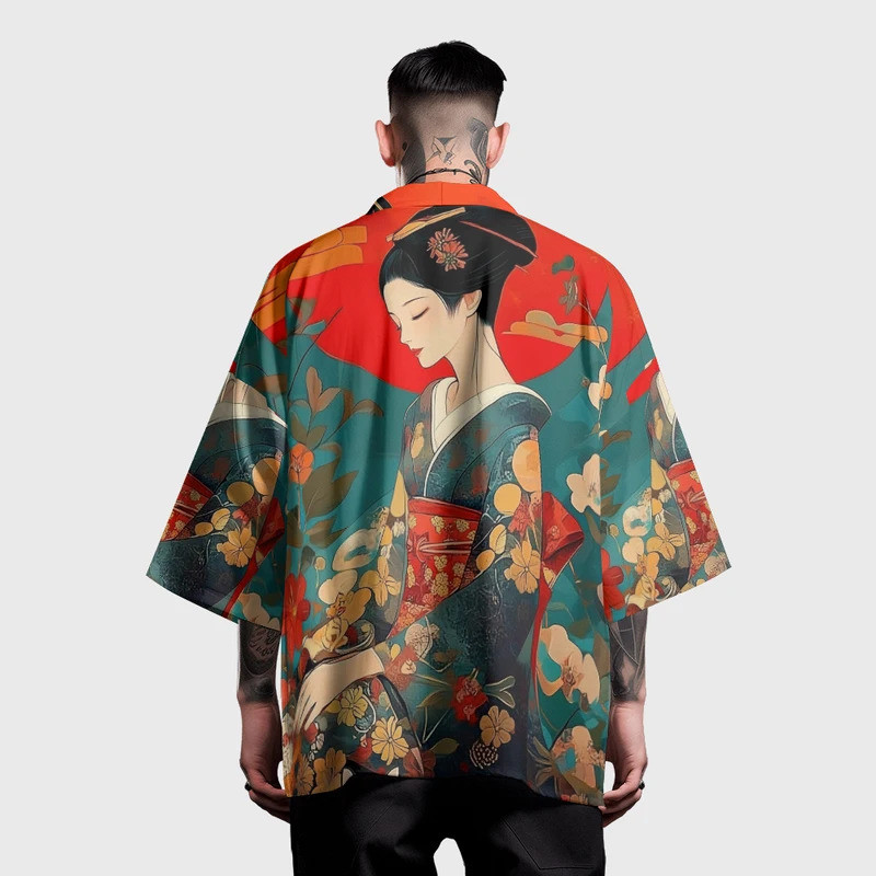 Summer Samurai Kimono Men Stylish Haori Streetwear Kimono Cosplay ...