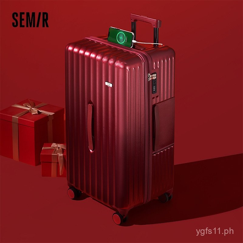 Semir/Semir Large Capacity Wedding Suitcase Red Dowry Box Bride Trolley Case Wedding Use Dowry ...