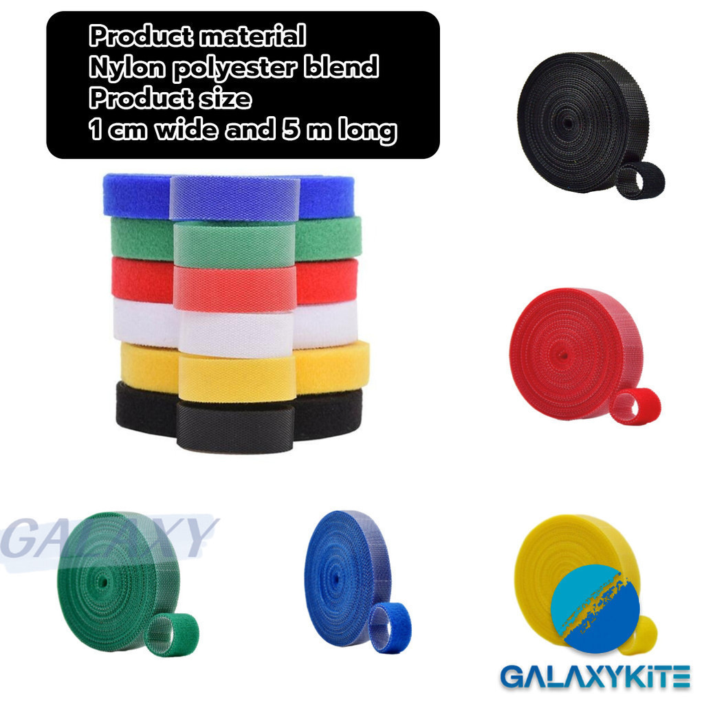 5m Nylon Tape Cable Organizer Tearable Cable Ties Strap Reusable Back ...