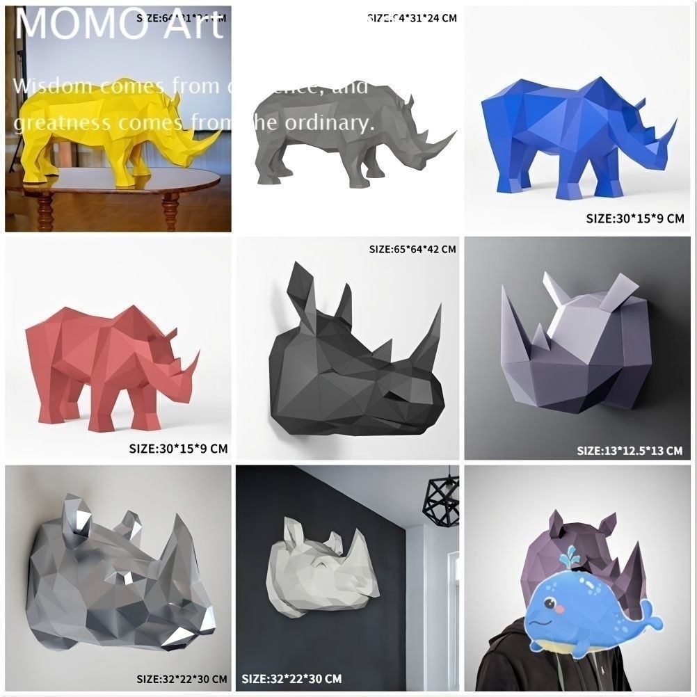 Momo Creative Paper Model M5 Rhino Model Home Wall Hanging Wall ...
