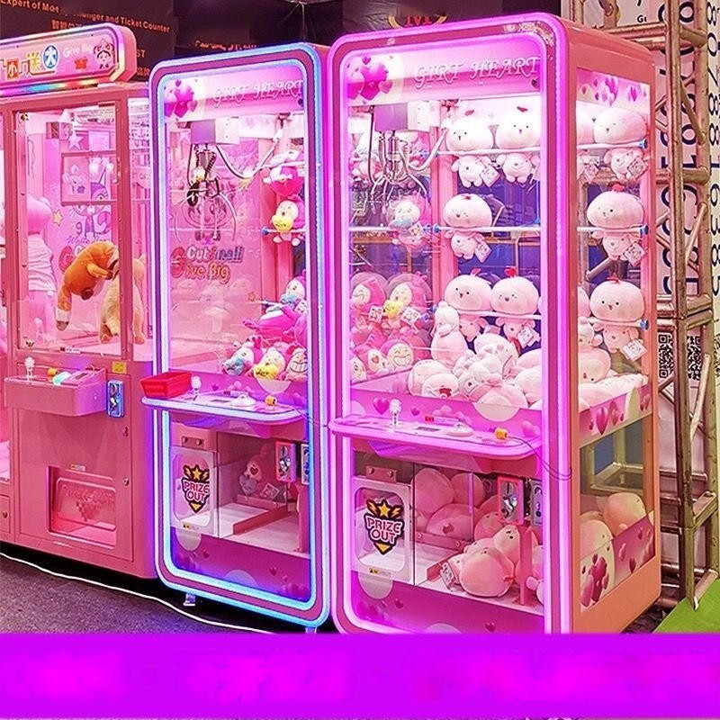 Large commercial coin operated claw machine, fully transparent fishing ...
