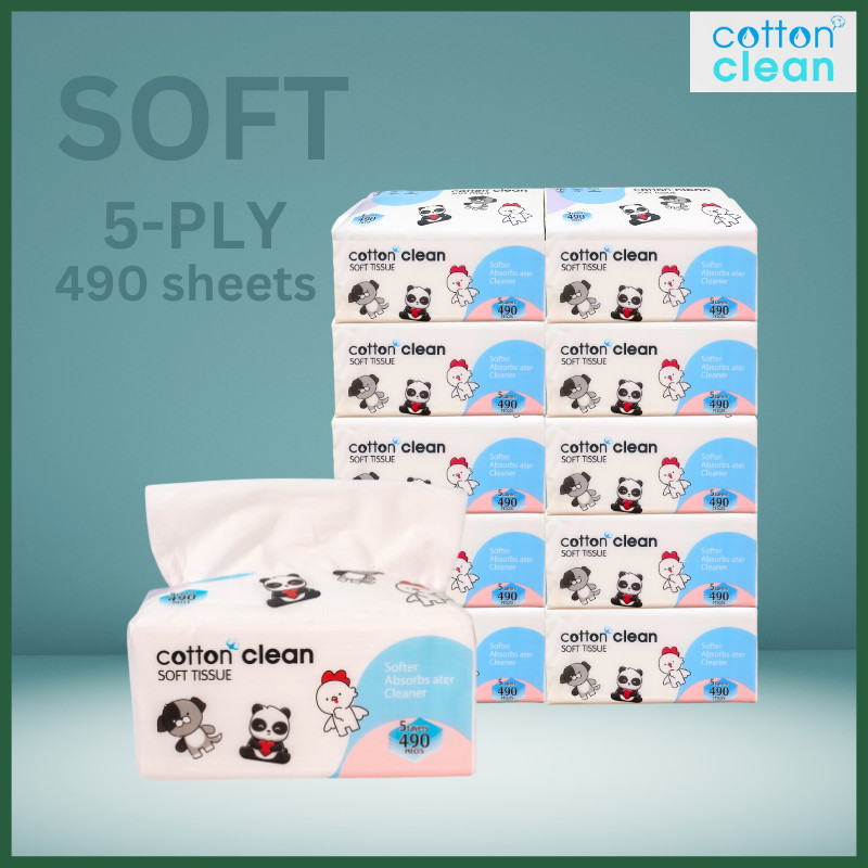 Cotton Clean Soft Tissue Paper 490 Sheets 4-PLY Soft Cleaning Paper ...