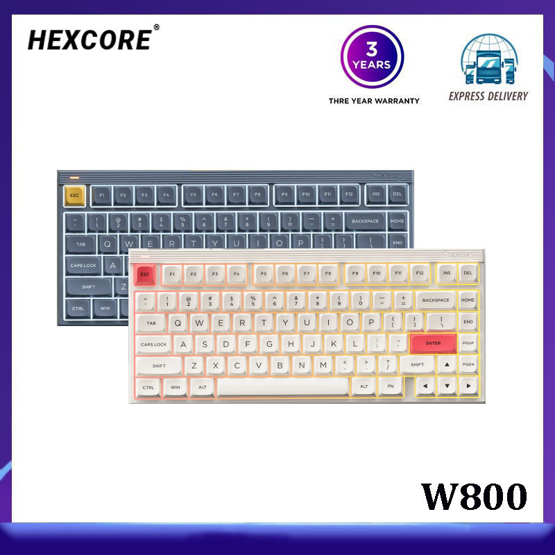 HEXCORE W800 the third mock examination wireless mechanical keyboard wired 2.4G hot plug ...