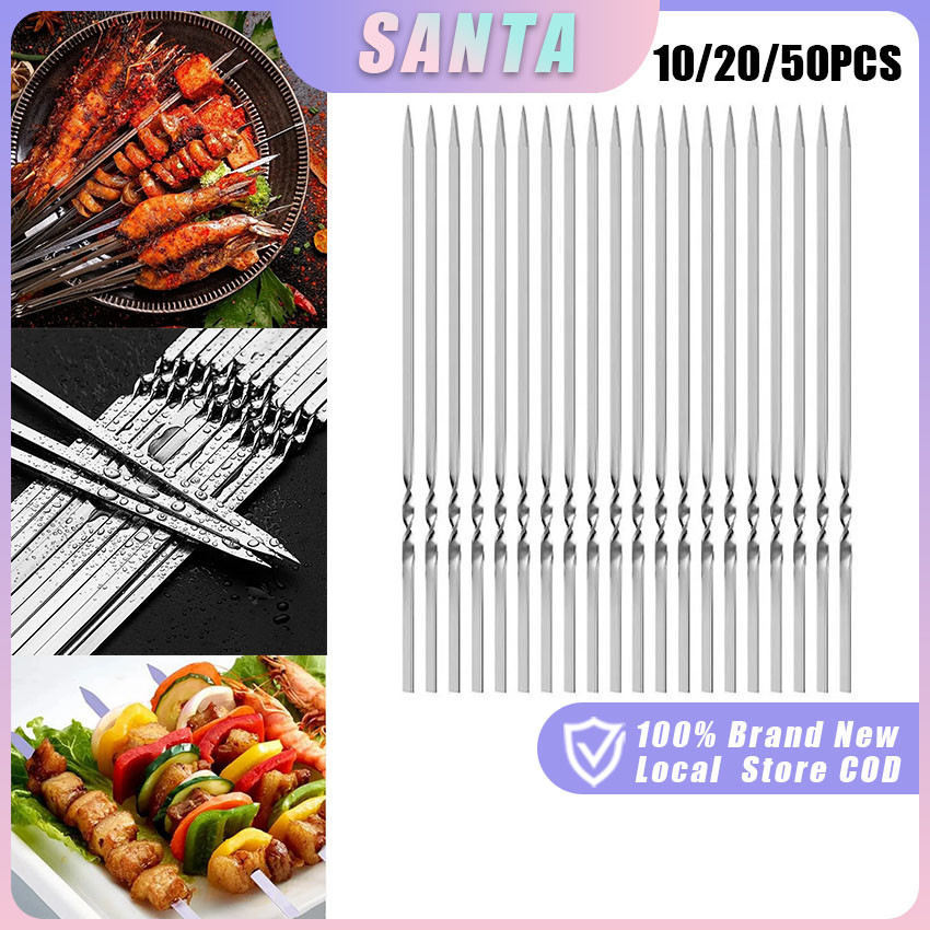 10-50Pcs Stainless BBQ Skewers Kebab Stick Needle Kabob Sticks ...