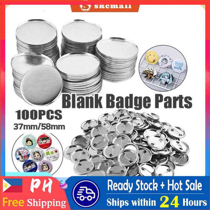 100Pcs 37/58mmplasticback DIY Badge Button Pins Blank Raw Material pins ...