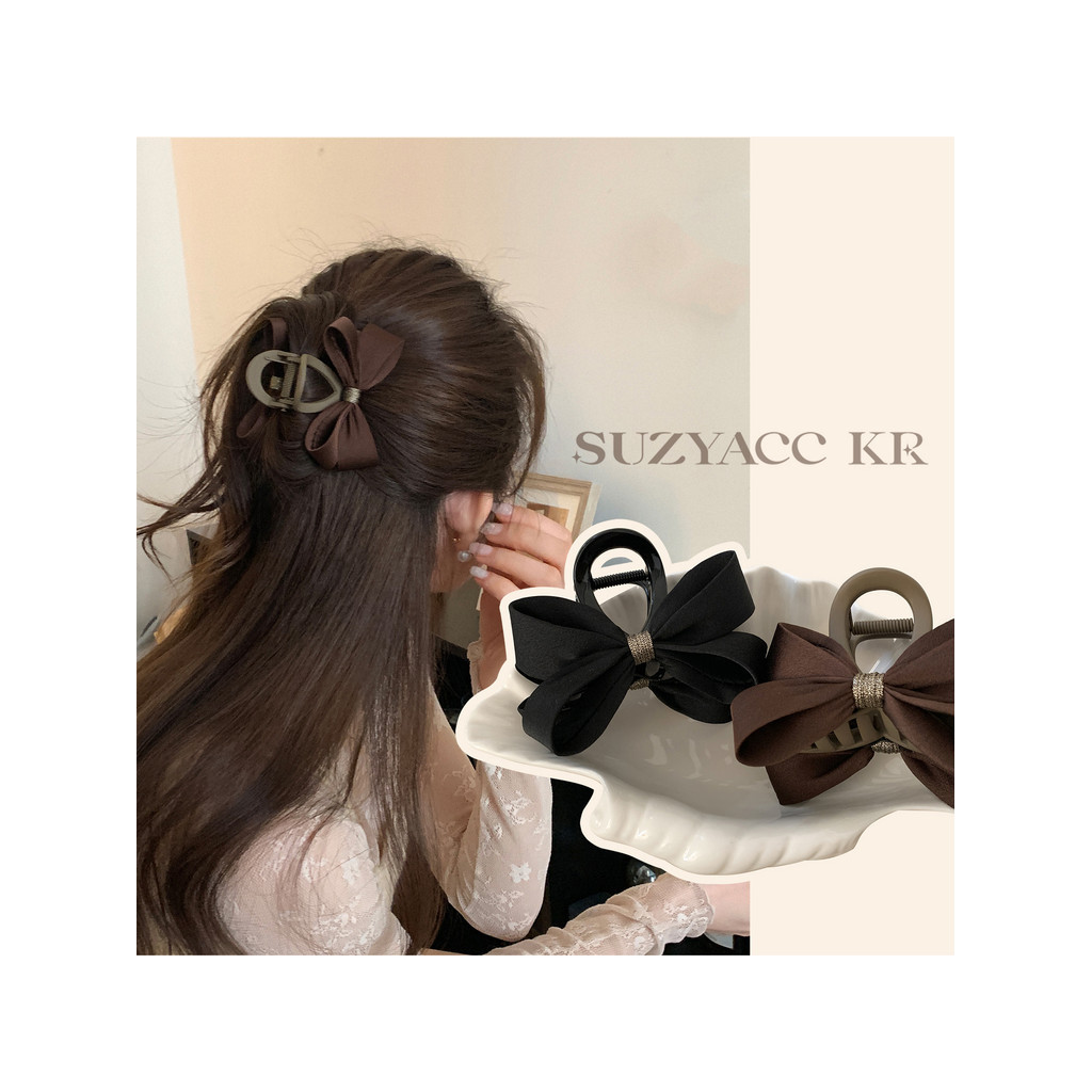 T Temperament Gentle Bow Clamp Light Luxury High-End Solid Color Bow ...