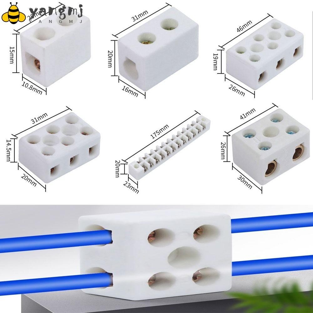 YANGMJ Ceramic Wiring Terminal Block, 1 In 1 Out 2 In 2 Out Screw Wire ...
