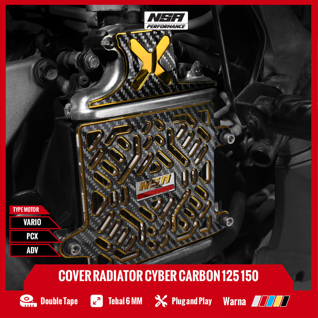 NSA 1 SET RADIATOR COVER CYBER CARBON SERIES VARIO 125 150 PCX ADV 150 ...