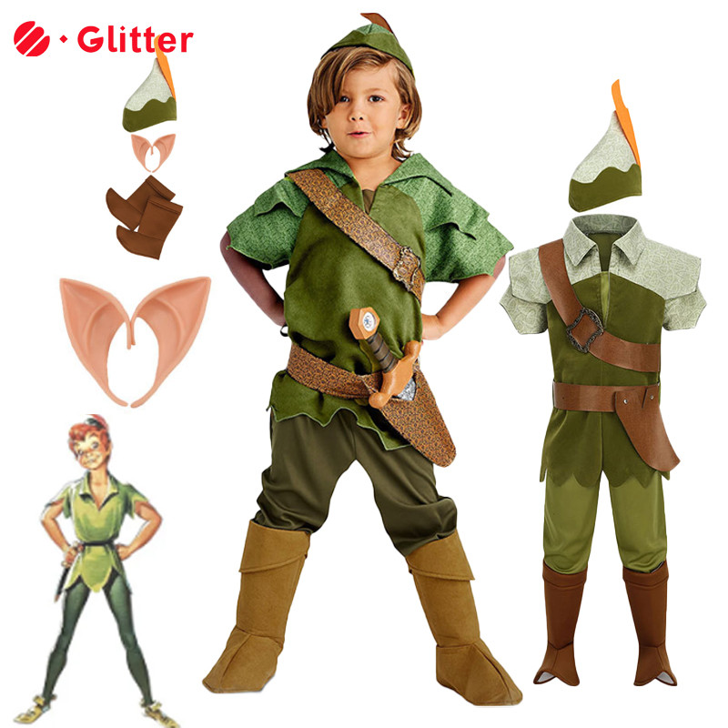 🇵🇭 Peter Pan Cosplay Costume for Kids Boy Fairy Tinkerbell Elves Robin ...