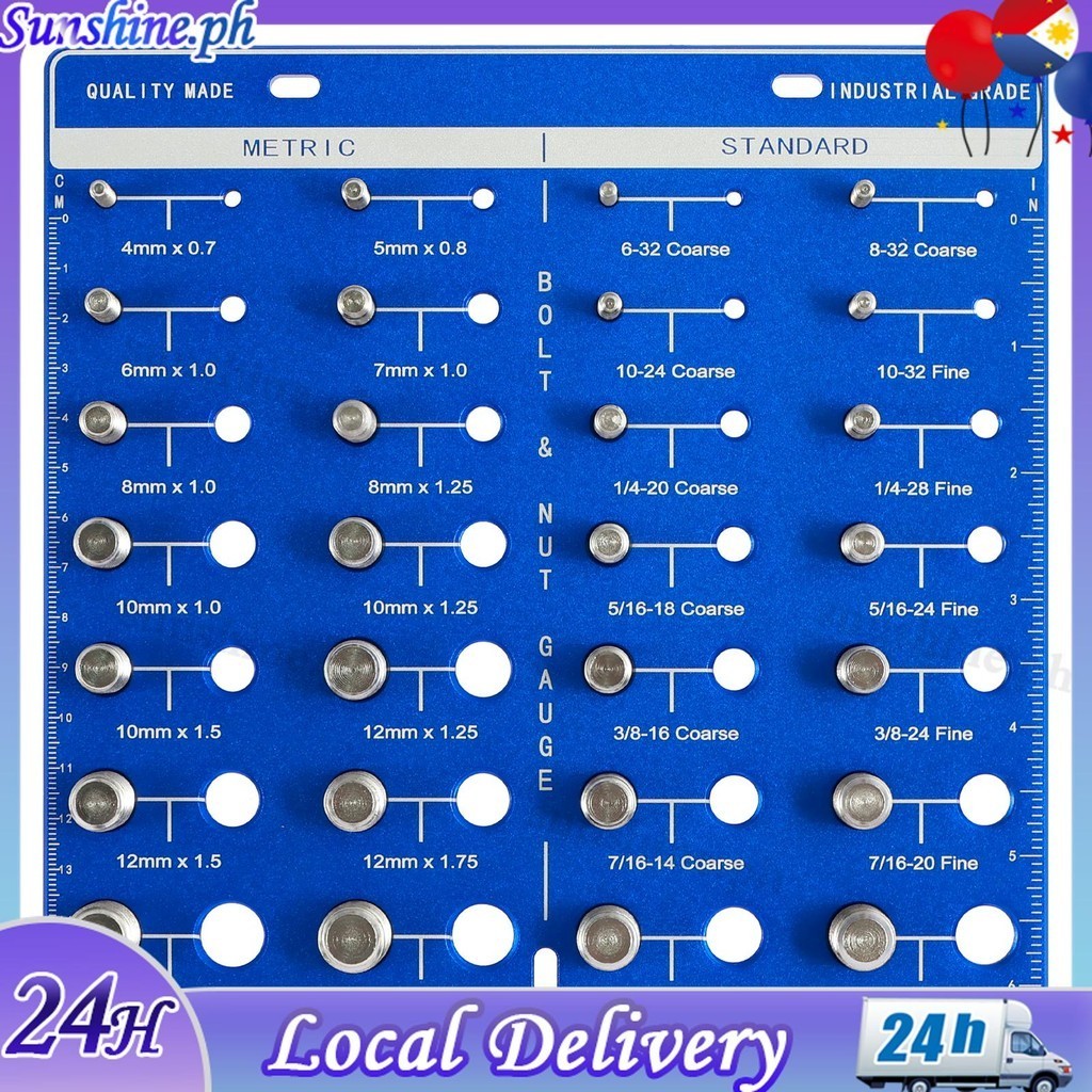 Nut and Bolt Thread Checker Set Aluminum Alloy 28 Thread Identifier ...