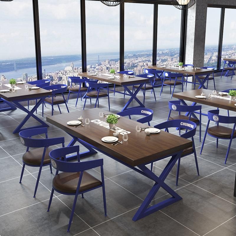 Industrial Style Table and Chair Set for Western Restaurant, Milk Tea ...