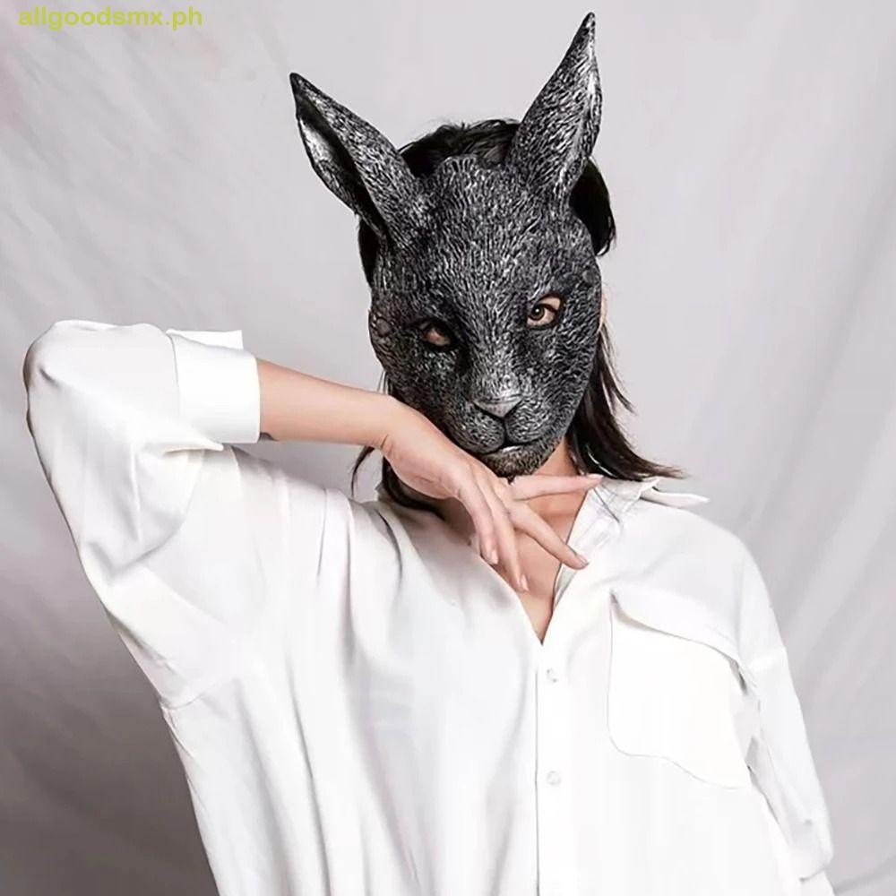 ALLGOODSMX Bunny Masquerade Mask, PU Full Face Rabbit Mask, Funny ...
