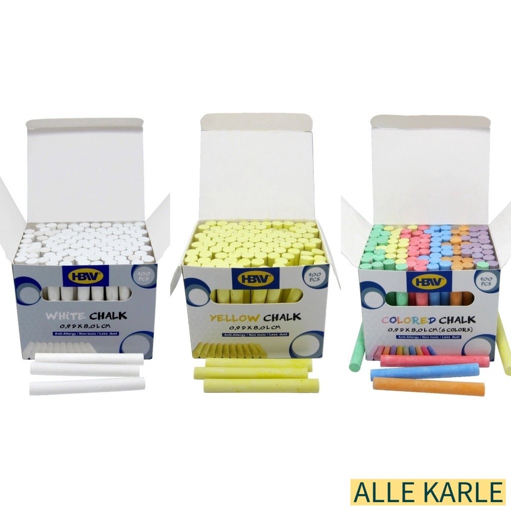 HBW Chalk 100 pcs | White Yellow Colored | Alle Karle | Shopee Philippines