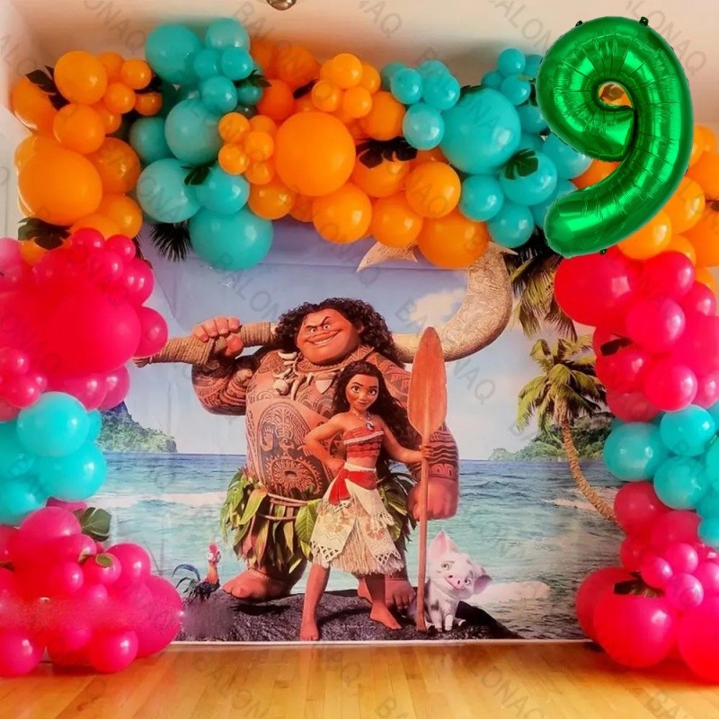 Moana Balloons Garland Arch Kit Age 1-9 32inch Number Foil Balloons ...