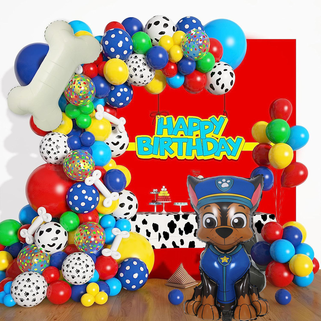 Paw Patrol Balloon Garland Arch Kit Blue Yellow Red Green Latex Balloon Blue Number Chase Foil ...