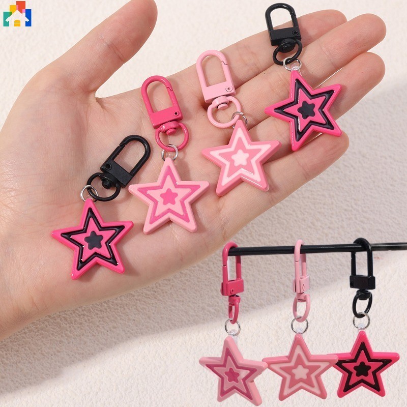 Cute Pink Star Keychains Women Girls Sweet Lovely Car Key Chain Kids ...
