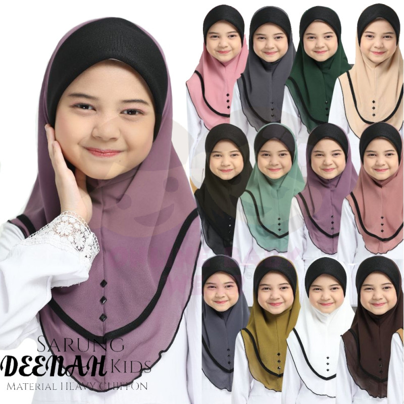 (2Y-7Y) Tudung Sarung Instant DEENAH KIDS Heavy Chiffon Scuba Awning ...
