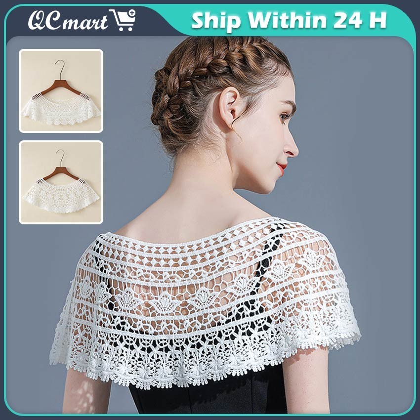 【Fast Shipment】 Elegant Women Hollow Out Shawl Capes Crochet Lace ...