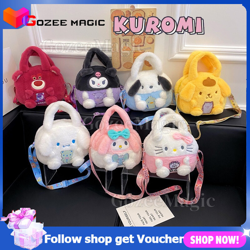 Sanrio Cartoon Plush Crossbody Bag Kuromi Melody Cinnamoroll Lotso ...