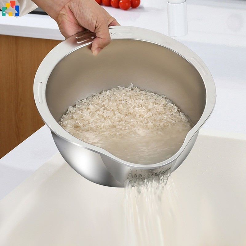 Stainless Steel Rice Washer Strainer Bowl Rice Washing Rice Sieve ...