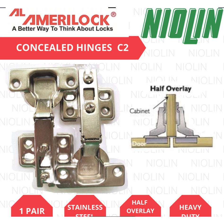 1 Pair Amerilock Concealed Hinges C2 ( Half Overlay ) | Shopee Philippines