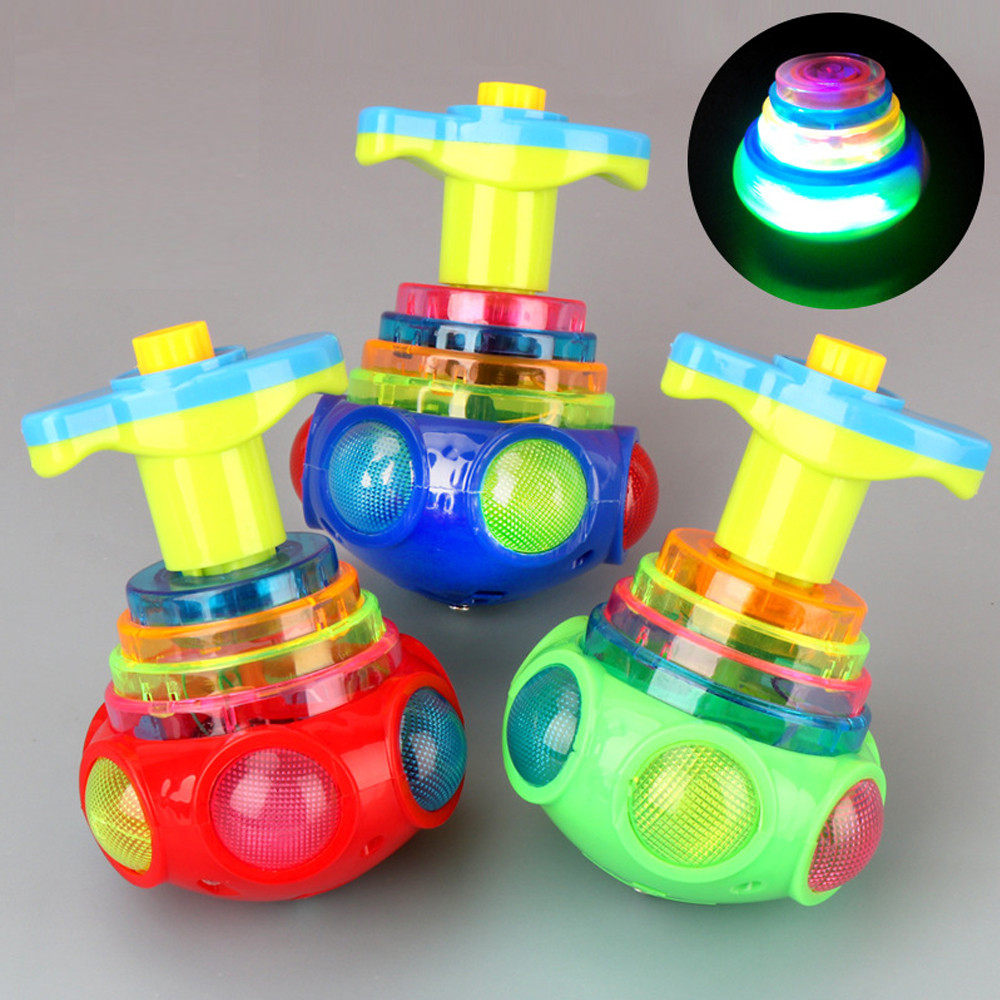 Music Rotating Gyro Led Flashing Spinn-ing Top Kid Gyro Light Up Toy ...