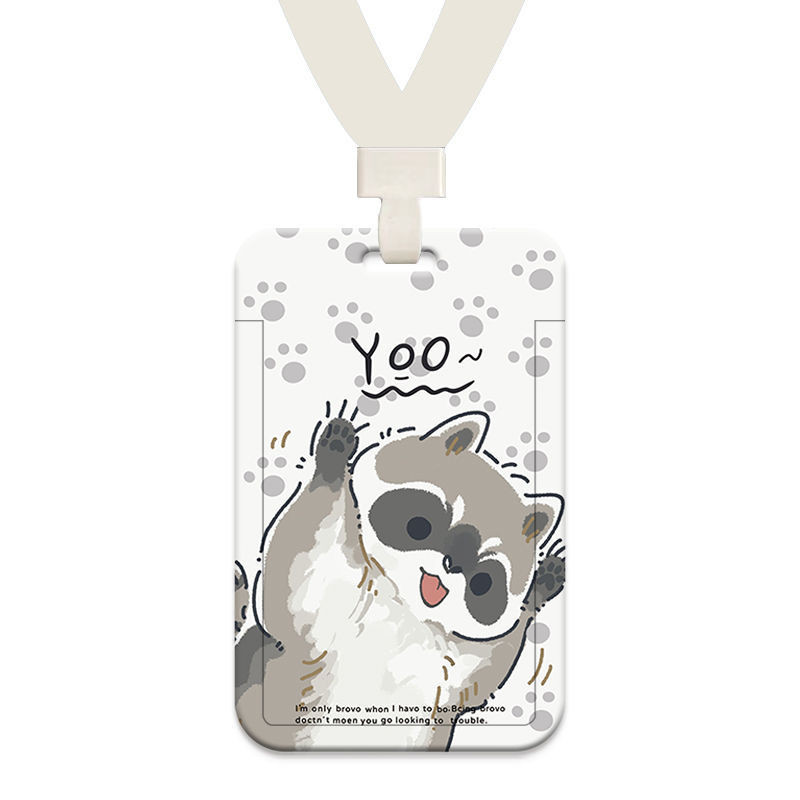 Cute Raccoon Card Holder Student Teacher Campus Entry and Exit Card ...